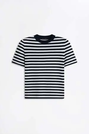 Scanlan Theodore Crepe Knit Stripe T-shirt - Navy