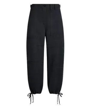 Scanlan Theodore Sueded Silk Cropped Cargo Trousers - Black