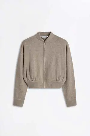 Scanlan Theodore Cashmere Wool Crew Bomber - Wheat
