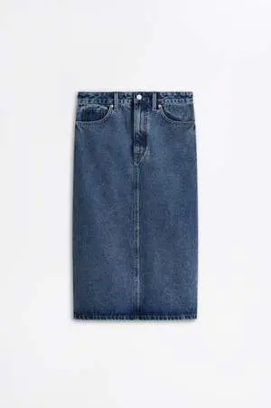 Scanlan Theodore Denim Mid Waist Pencil Skirt - Jb.washed.indigo