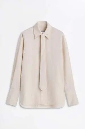 Scanlan Theodore Italian Textured Tie Shirt - Alabaster