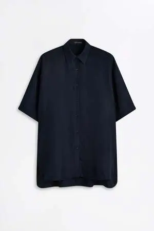 Scanlan Theodore Silk Jacquard Short Sleeve Shirt - Navy