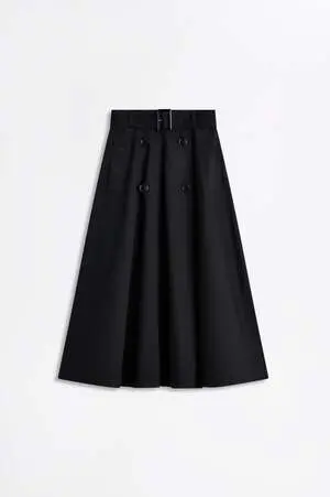Scanlan Theodore Cotton Sateen Trench Skirt - Black