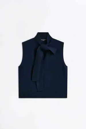 Scanlan Theodore Cashmere Tie Neck Sleeveless Tank - Navy