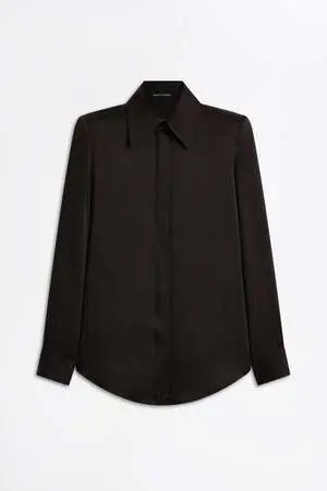 Scanlan Theodore Sueded Silk Shirt With Shoulder Pad Detail - Chocolate