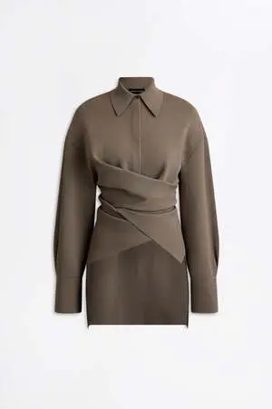 Scanlan Theodore Crepe Knit Tie Shirt - Army