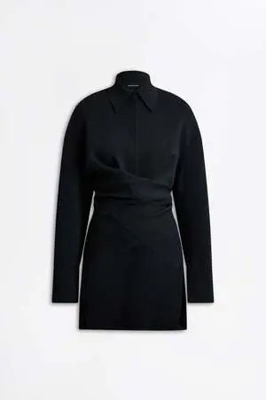 Scanlan Theodore Crepe Knit Tie Shirt - Black