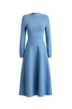Scanlan Theodore Crepe Knit Wrap Back Dress - Lapis Blue