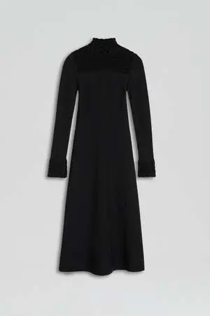Scanlan Theodore Crepe Knit Daisy Polo Dress - Black