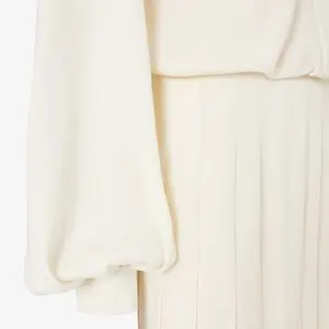 Fendi Ivory Silk Crêpe Shirt Dress With Pleated Skirt