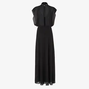 Fendi Maxi Dress With High Neck And Embroidered Detail
