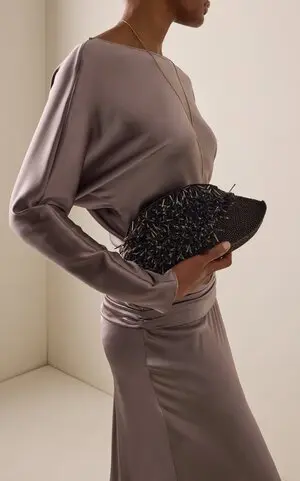 Staud Porcupine Beaded Leather Clutch