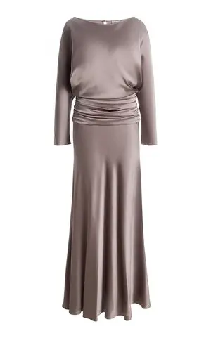 Staud Freda Silk-blend Maxi Dress - Silver