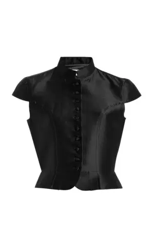 DESTREE DESTREE Sculptural Satin Top With Peplum Hem Black