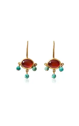 Chan Luu Sterling Silver -plated Carnelian And Turquoise Drop Earrings - Gold