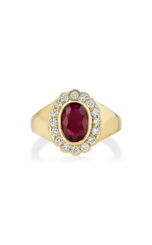 REAL FINE STUDIO Heirloom Signet Ring With Ruby And Diamonds - Red