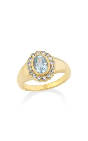 REAL FINE STUDIO Heirloom Signet Ring With Aquamarine And Diamonds