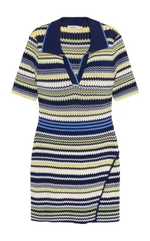 Simkhai Lira Knit Polo Mini Dress - Blue