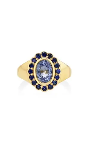 REAL FINE STUDIO Heirloom Signet Ring With Ceylon Sapphire And Sapphires - Blue