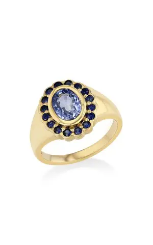 REAL FINE STUDIO Heirloom Signet Ring With Ceylon Sapphire And Sapphires