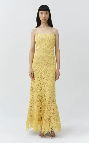 Simkhai Sera Floral Raffia Bustier Midi Dress