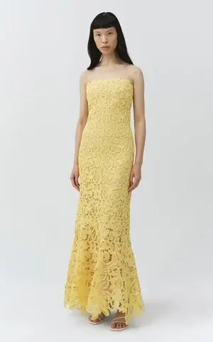 Simkhai Sera Floral Raffia Bustier Midi Dress