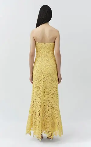 Simkhai Sera Floral Raffia Bustier Midi Dress
