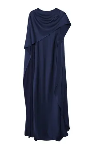 Simkhai Izel Satin Cape Gown - Navy