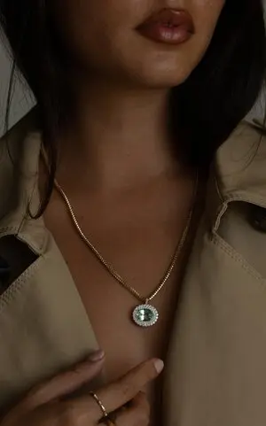 REAL FINE STUDIO 14k Yellow Gold Double Diamond Pendant