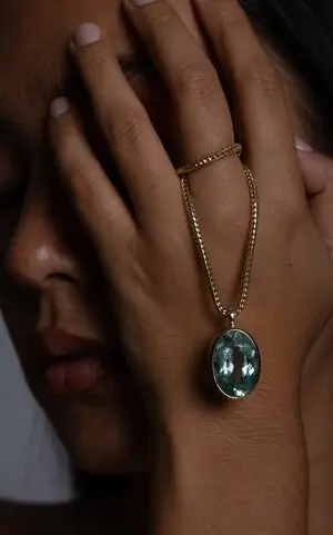 REAL FINE STUDIO 14k Yellow Gold Signature Bezel Drop Pendant