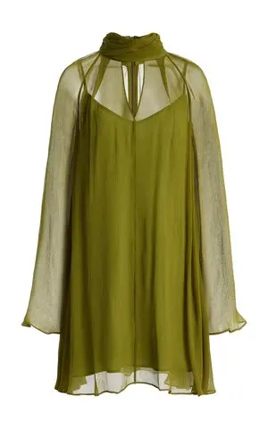 Staud Esther Chiffon Mini Dress - Green