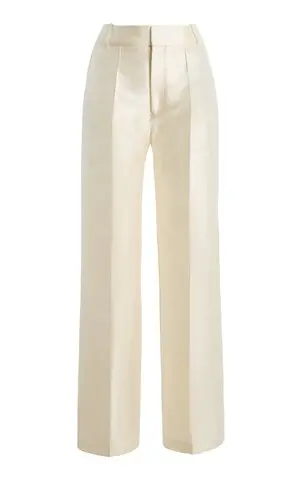 DESTREE Yoshitomo Satin Straight-leg Pants - White