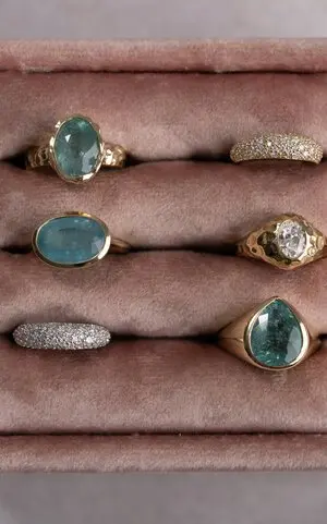 REAL FINE STUDIO 14k Yellow Gold "golden Hour" Ring With Sea Foam Stone