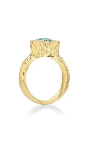 REAL FINE STUDIO 14k Yellow Gold "golden Hour" Ring With Sea Foam Stone
