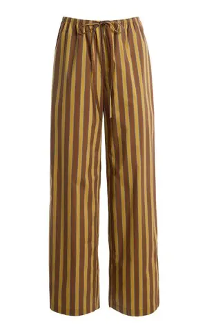 Staud Mateo Striped Silk-blend Wide-leg Pants - Brown