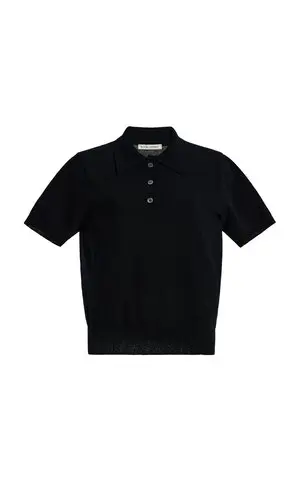 HIGH SPORT Court Cotton Crepe Polo Shirt - Black