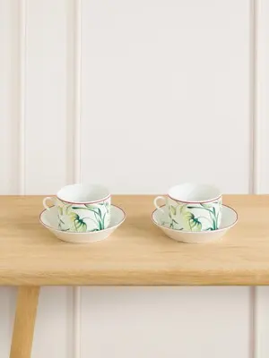 GINORI 1735 Florenza Set Of Two Porcelain Tea Cups And Saucers - Multi