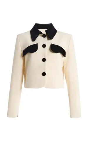 DESTREE Tatiana Cropped Crepe Jacket - White