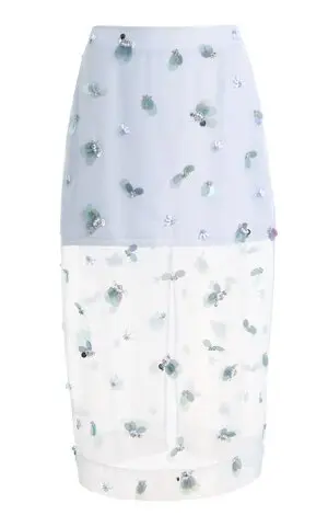 Simkhai Delilah Embellished Chiffon Midi Skirt - Blue