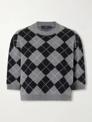 Arch4 Karlie Argyle Cashmere Sweater - Gray