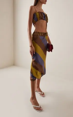 Staud Exclusive Odette Silk Midi Skirt