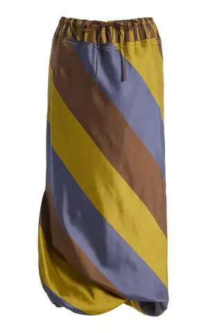 Staud Odette Silk Midi Skirt - Stripe
