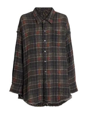 R13 Checked Cotton Reversible Shirt - Brown