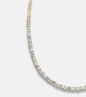 SUZANNE KALAN 18kt Yellow Tennis Necklace With Baguette Diamonds