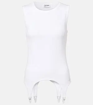JEAN PAUL GAULTIER Ribbed Knit Cotton Jersey Tank Top - White