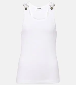 JEAN PAUL GAULTIER Ribbed Knit Cotton Jersey Tank Top - White
