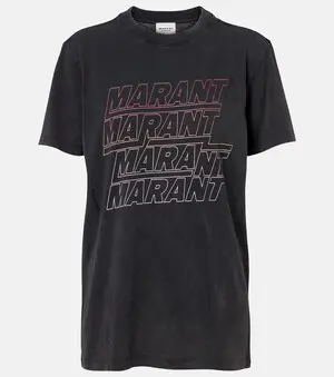 MARANT ETOILE Zoeline Printed Cotton Jersey T-shirt - Black