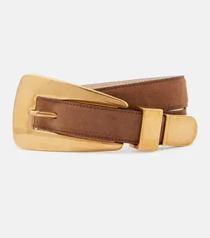 Khaite Lucca Suede Belt - Brown