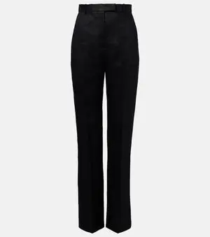 Alexander McQueen High-rise Flared Wool Trousers - Black