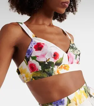 Dolce & Gabbana Floral Cotton Poplin Bra Top